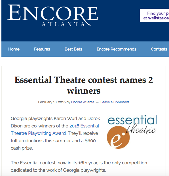 Encore Atlanta: Essential Theatre Names 2016 Award Winners - Essential ...